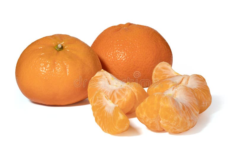 Two Tangerines and Slices of Tangerines Stock Image - Image of colour ...