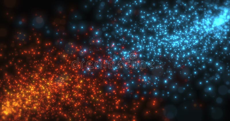 Two Tangles with Flying Blue and Orange Particles. Bokeh Stock Video ...