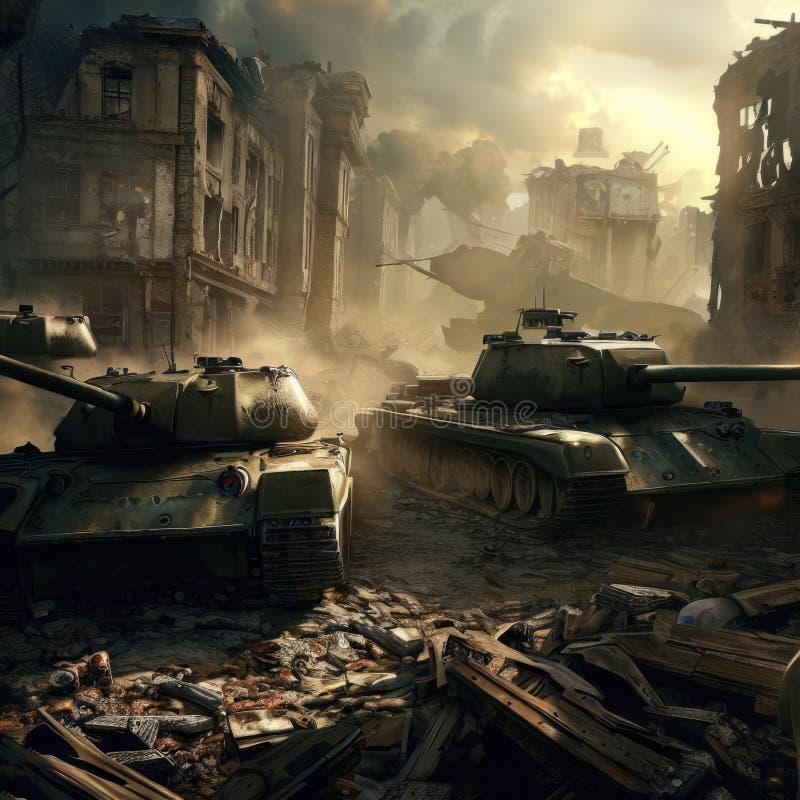 Two Tanks Destroyed in the Area. Generated Ai Stock Illustration ...