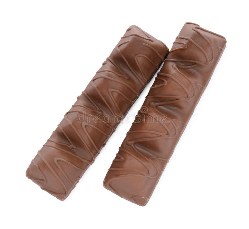 Two Tasty Chocolate Bars Isolated on White, Top View Stock Photo ...