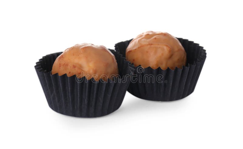 Two Tasty Chocolate Candies Isolated on White Stock Photo - Image of ...