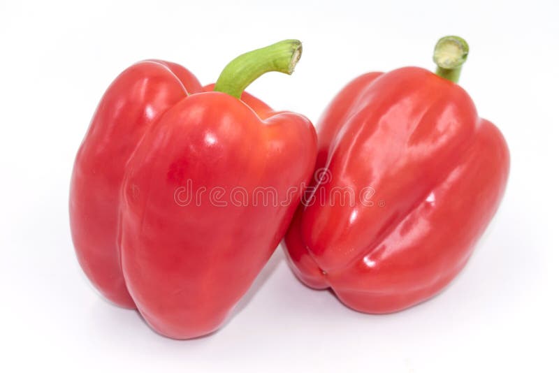 Two Tasty Red Peppers Isolated on White Stock Photo - Image of ...