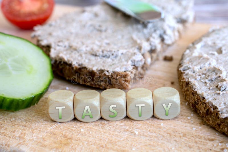 Two Tasty Slices of Wholemeal Bread with Spread Stock Photo - Image of ...