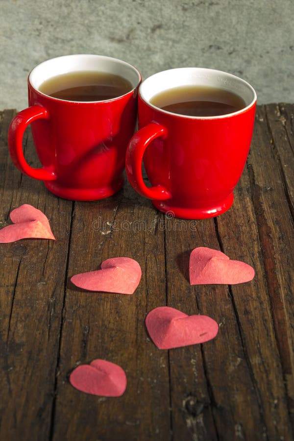 Two Tea Cups Decorated with Hearts. Stock Photo - Image of healthy ...