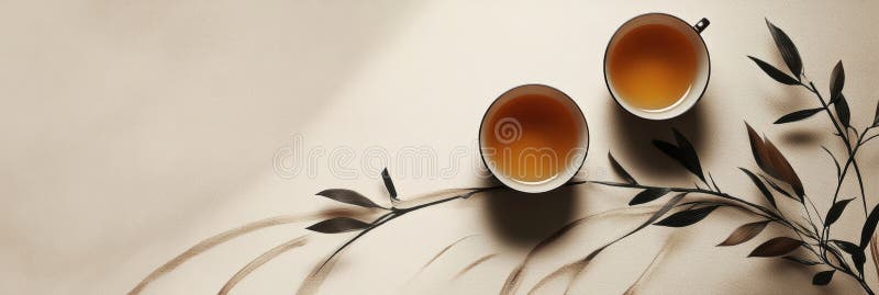 Two Tea Cups Rest Peacefully among Harmonious Intersecting Lines ...