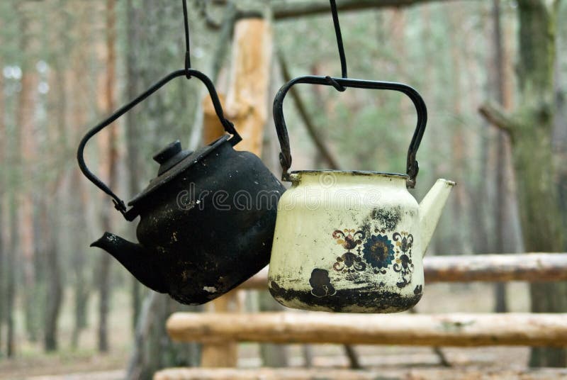 Two tea-pots stock image. Image of relaxation, hang, grove - 11964811