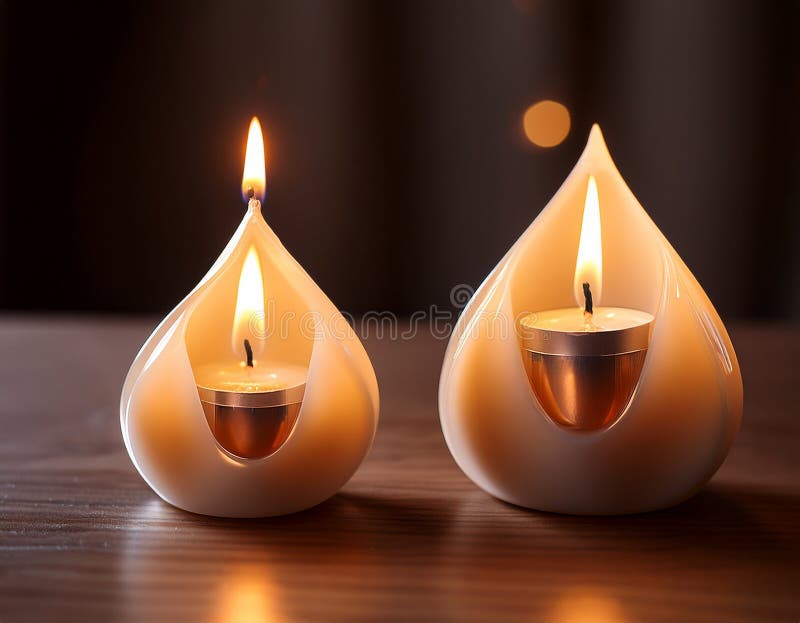 Two Teardrop-shaped Candles Burning Side by Side, Representing the ...