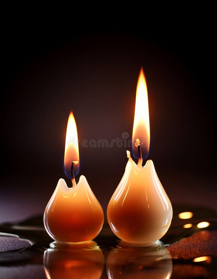 Two Teardrop-shaped Candles Burning Side by Side, Representing the ...