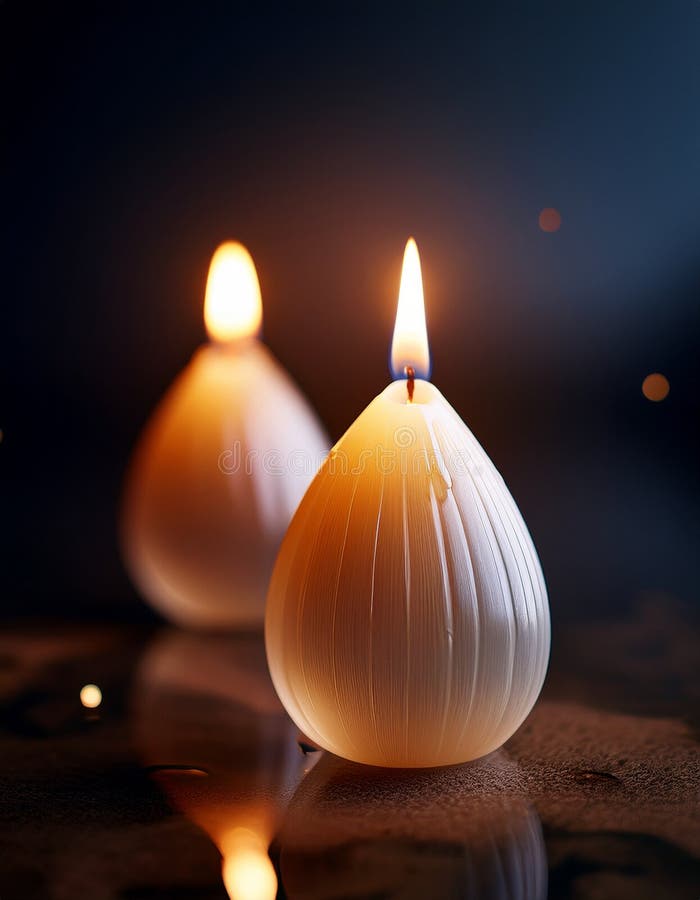 Two Teardrop-shaped Candles Burning Side by Side, Representing the ...