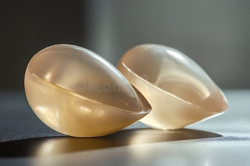 Silicone Breast Implants Resting on a Reflective Surface Stock Photo ...