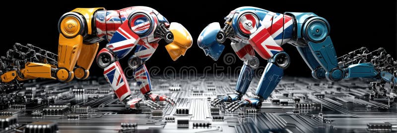 Robots Draped in National Flags Compete Over Circuit Boards in an ...