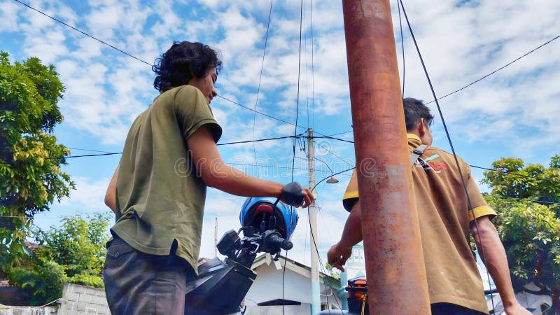 Two Technicians Doing Internet Cabling Editorial Image - Image of ...