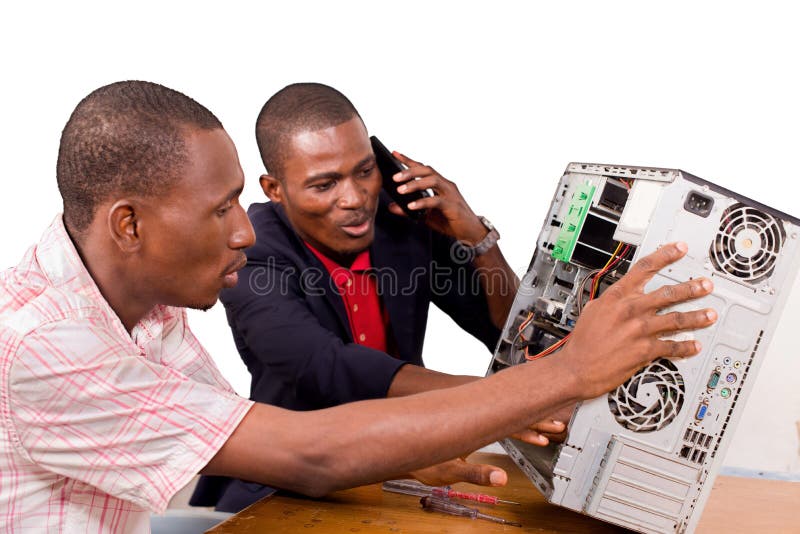 Two Computer Scientists Repair a Computer Stock Photo - Image of ...