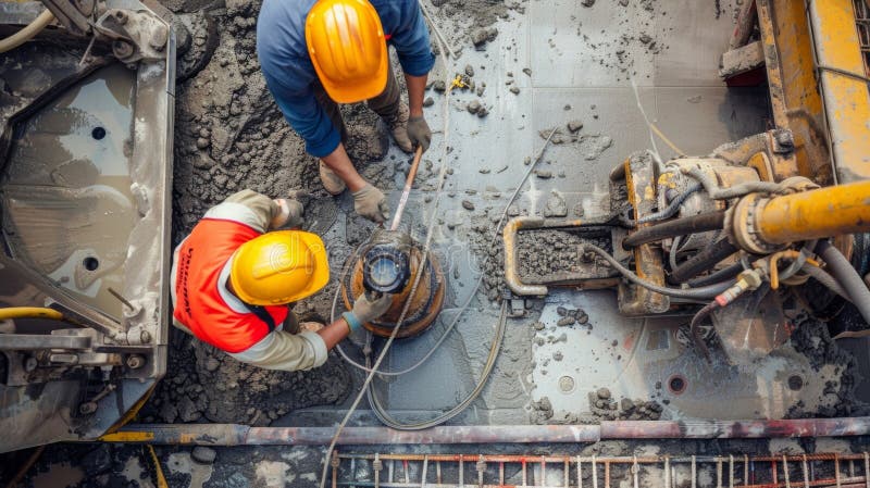 Two Technicians Working Together To Replace a Broken Piston on a ...