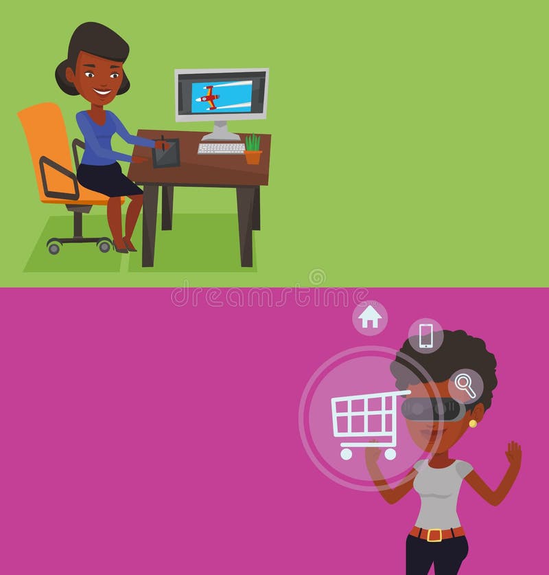 Two Technology Banners with Space for Text. Stock Vector - Illustration ...