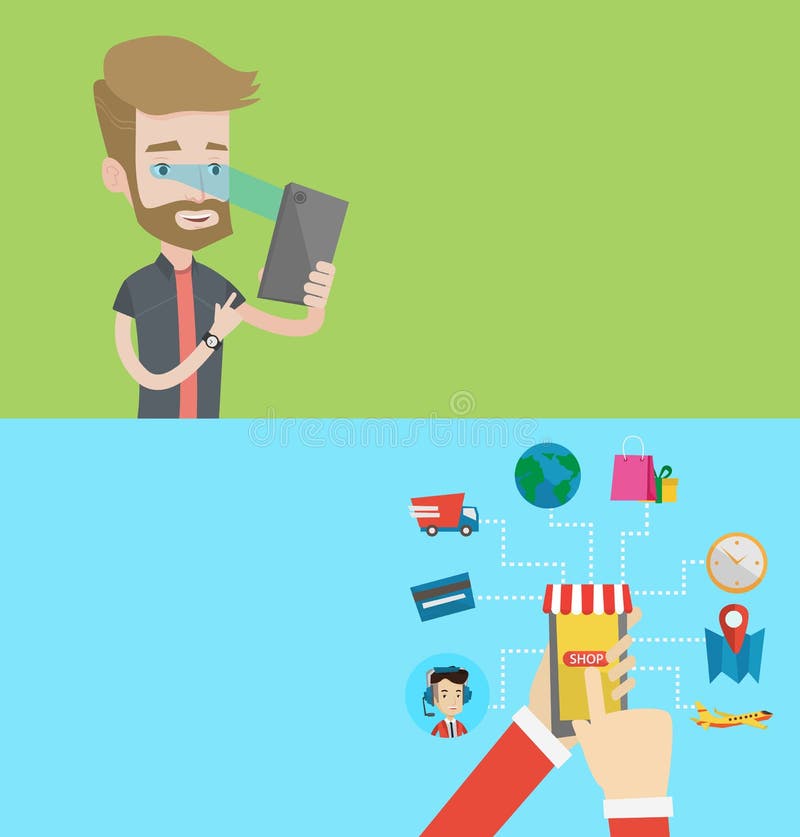 Two Technology Banners with Space for Text. Stock Vector - Illustration ...