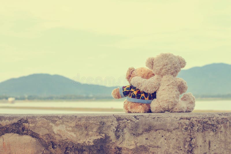 Two Teddy Bears Hugging. Vintage Style. Stock Image - Image of ...