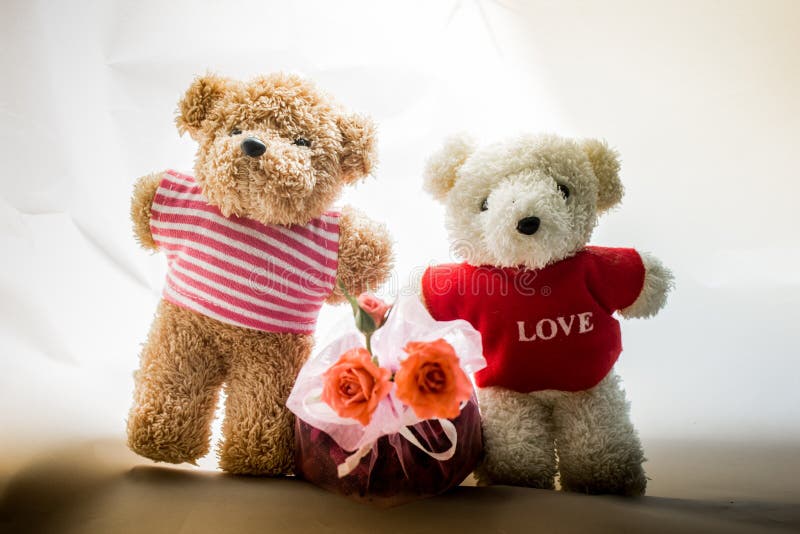 Two teddy bears stock photo. Image of brown, couple, white - 87066594