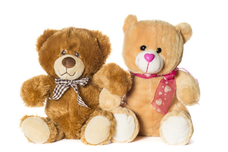 Two Teddy Bears Hugging On White Isolated Backgrou Stock Photo - Image ...