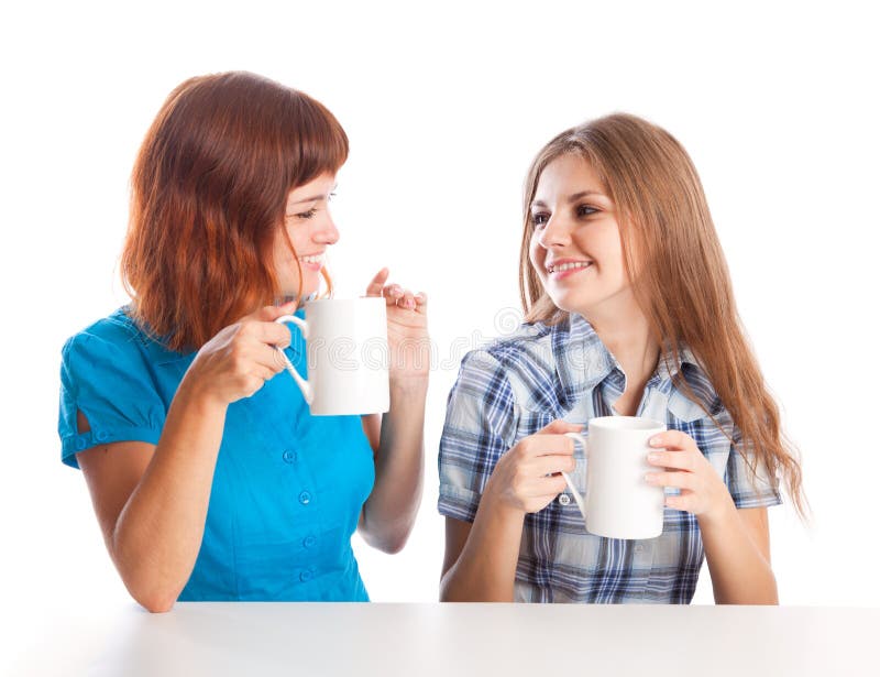Two Pretty Girl-friends Drink Tea Stock Image - Image of gossip ...