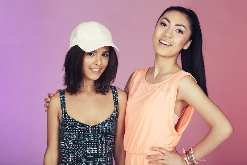 Two Teenage Friends in Studio Stock Image - Image of black, bonding ...
