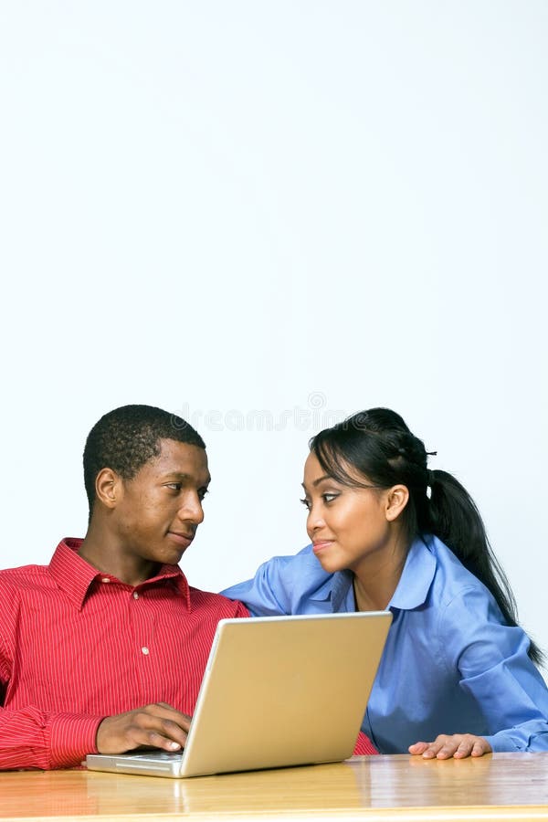 Two Teens with Laptop Computer - Horizontal Stock Photo - Image of ...