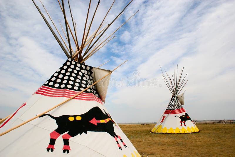 Two Teepees stock photo. Image of dots, branch, home, green - 1136104
