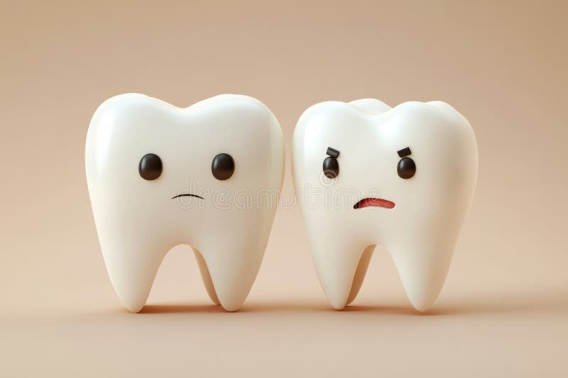 Two Teeth are Expressing Negative Emotions, Highlighting Potential ...
