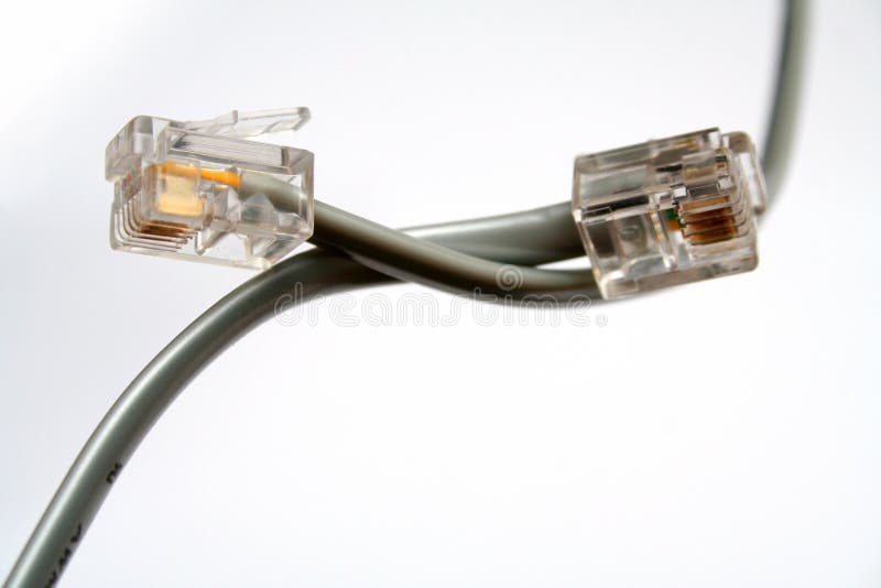 Two Telephone Cables with Tips Stock Image - Image of macro ...