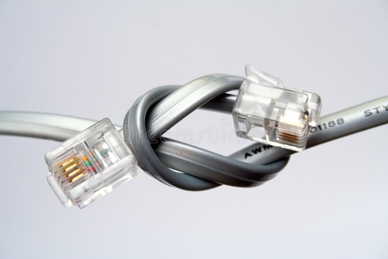 Two Telephone Cables with Tips Knotted Stock Image - Image of ...