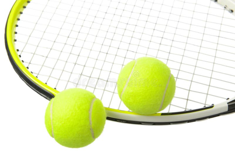Tennis Racket and Ball Isolate Stock Image - Image of recreation, play ...
