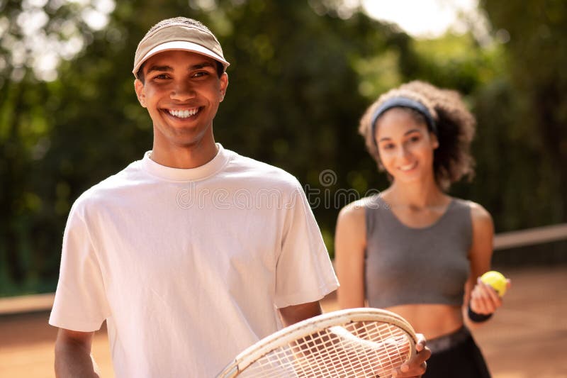 Two Tennis Players Having a Workout Together Stock Image - Image of ...