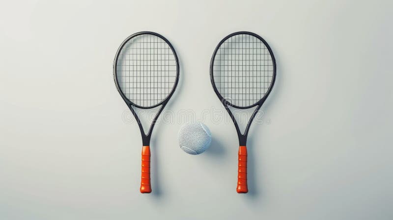 Two Tennis Rackets and a Tennis Ball Sit on a White Surface, Ready for ...