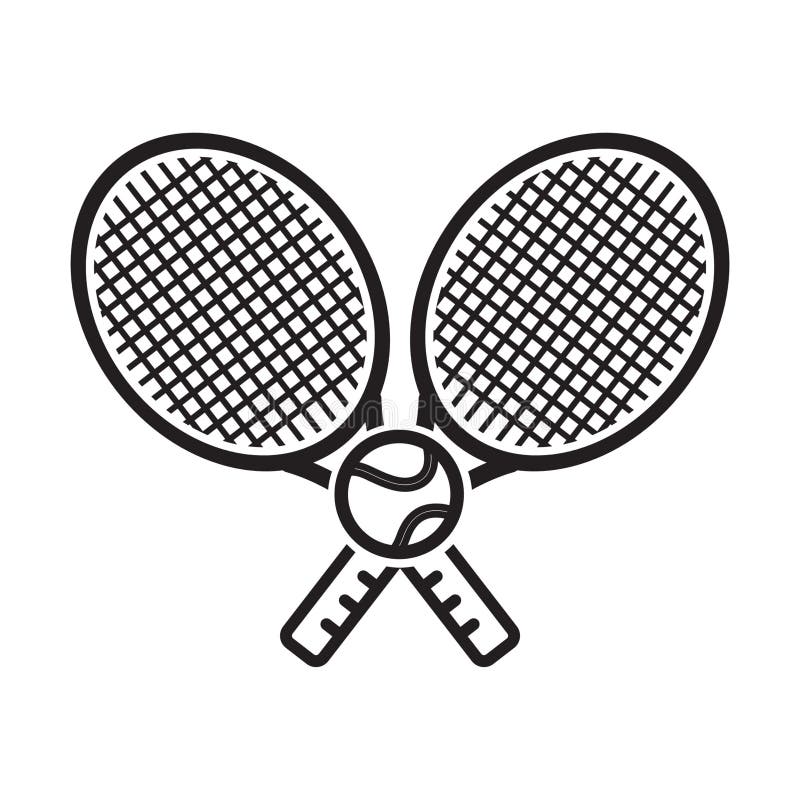 Two Tennis Rackets with Tennis Ball. Vector Illustration Decorative ...