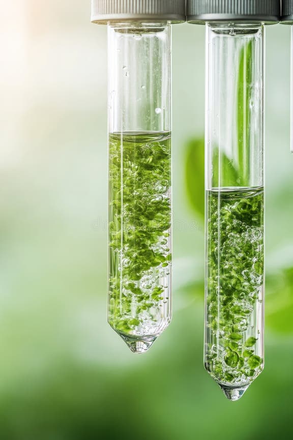 Two Test Tubes Containing Green Algae Demonstrate the Potential of ...