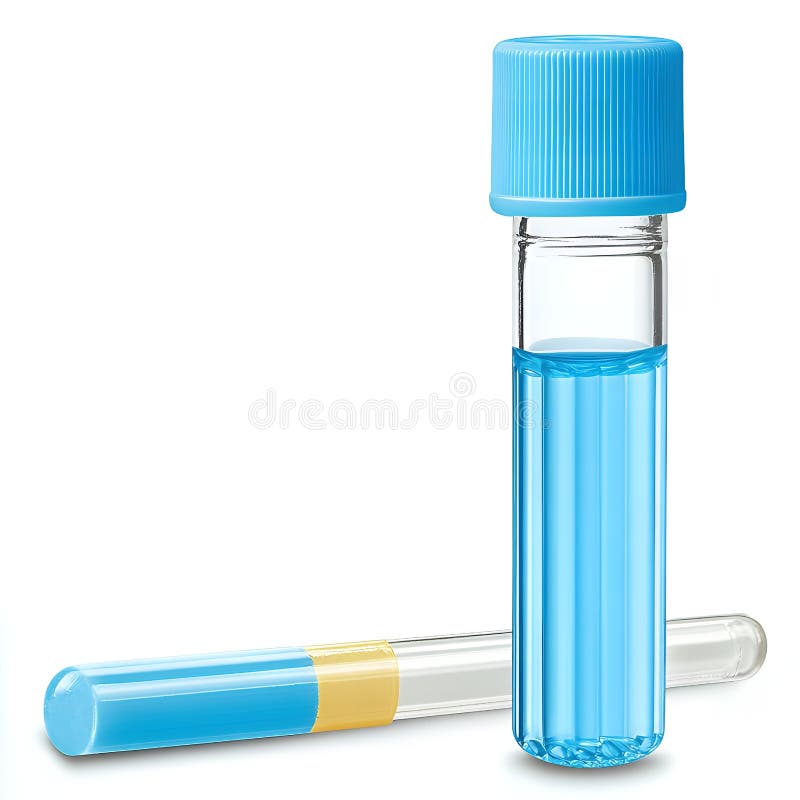 Two Test Tubes One Filled with a Blue Liquid Stock Illustration ...