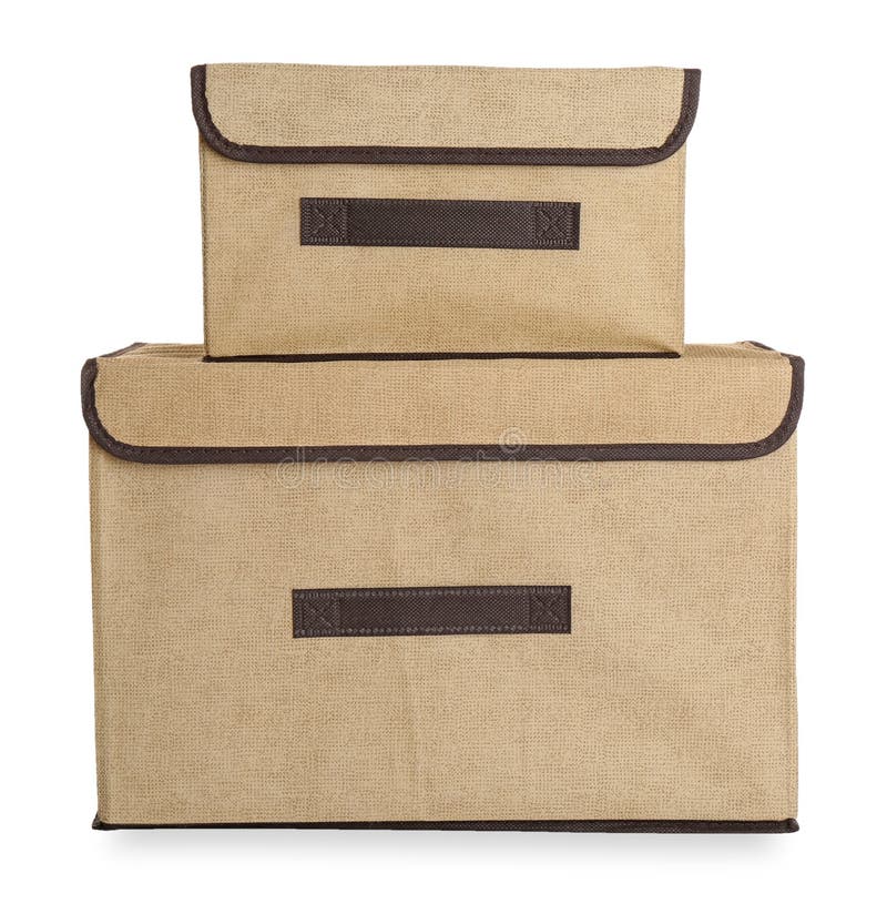 Textile Storage Case with Folded Clothes Isolated on White Stock Image ...