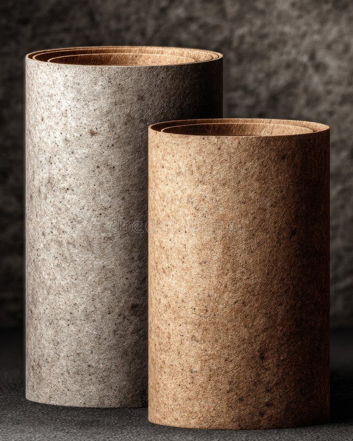 Two Textured Metallic Cylinders on Dark Background Stock Illustration ...