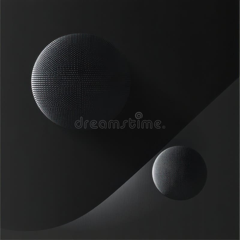Abstract Design Featuring Two Textured Spheres in a Minimalist Black ...