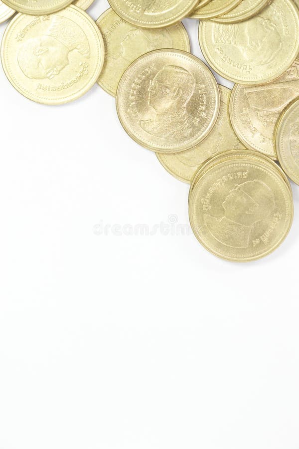 Two Thai Baht Coin on Upper Right Stock Image - Image of closeup ...