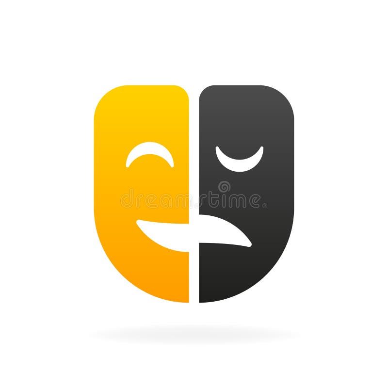 Two Theatrical Comedy and Drama Mask. Positive and Negative Emotion ...