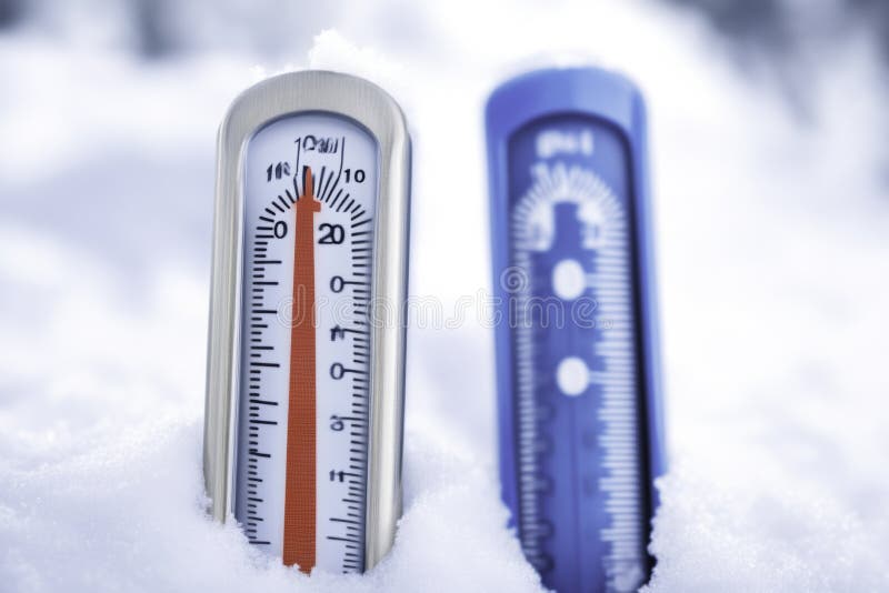 Two Thermometers are Side by Side, One Red and One Blue Stock Image ...