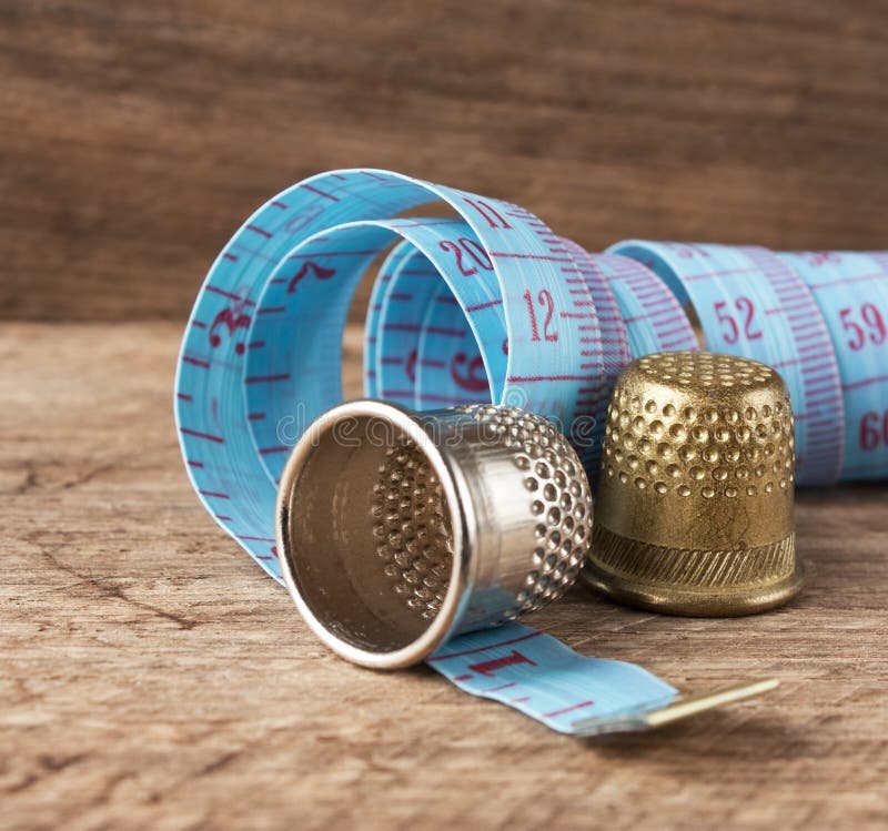Two Thimble and Measuring Tape Stock Photo - Image of leisure ...