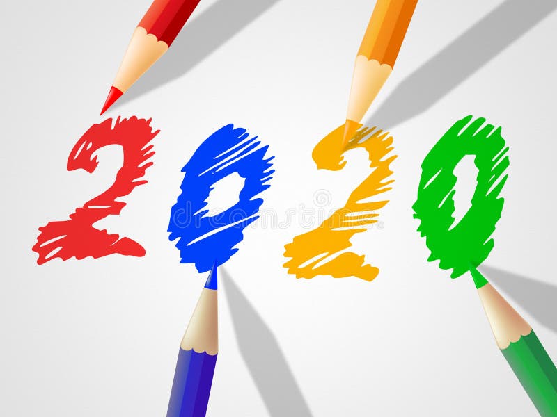 Two Thosand Twenty Represents New Year and Children Stock Illustration ...