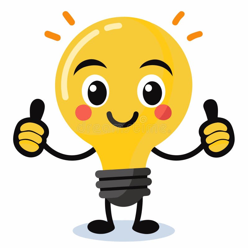 Two Thumbs Up Cute Light Bulb Character Vector Template Design ...