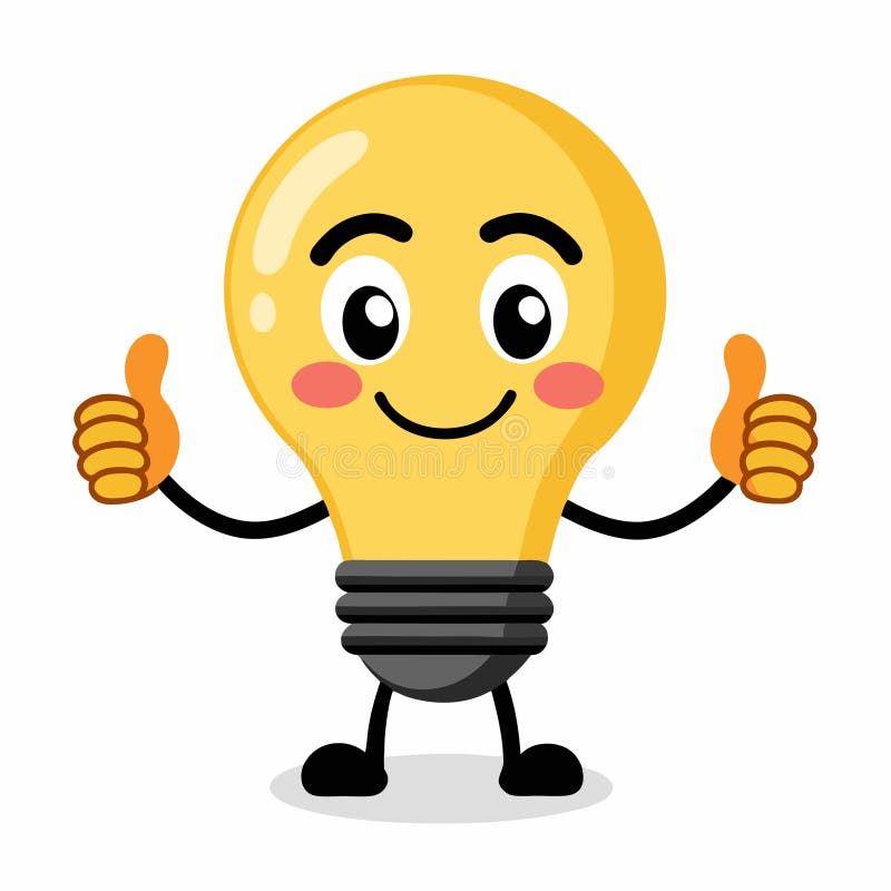 Two Thumbs Up Cute Light Bulb Character Vector Template Design ...