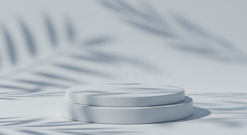 White Two Tier Platform with Leaf Shadow Stock Illustration ...