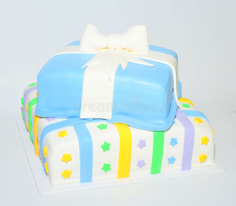 Two Tier Square Present Box Cake Stock Image - Image of delicious ...
