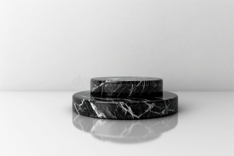 A Two-tiered Black Marble Platform Sits on a White Surface, Creating a ...