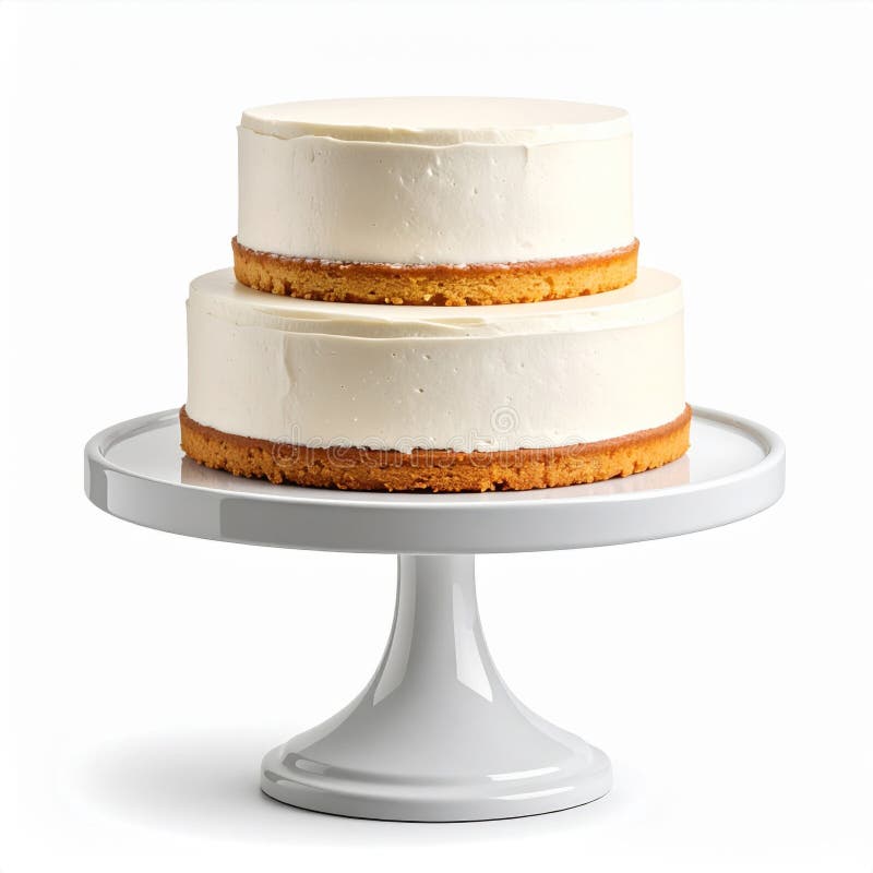 Two Tiered White Cheesecake on Cake Stand Stock Illustration ...